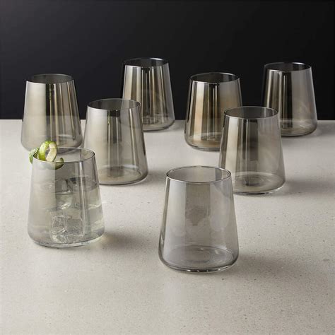 Neat Smoke Double Old Fashioned Glass Set Of 6 Cb2 Ksa