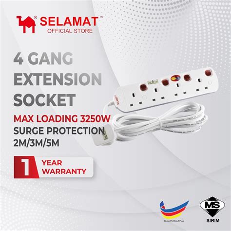 Selamat Gang Surge Protection Extension Socket Trailing Socket M M M Kilang Bulk