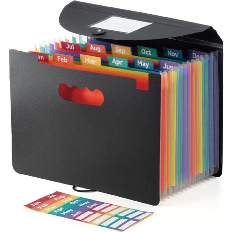 Expanding File Folder Color Insert Multi Layer File Organ Bag 12 Pockets Large Capaity