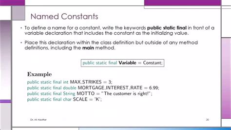 Lecture 12 Chapter 2 Named Constants In Java Itcs113 Youtube