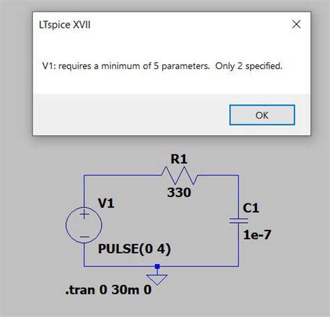 Help With Pulse Voltage In LTSpice In A Video I Watched The Guy Could Run His Sim With Only A
