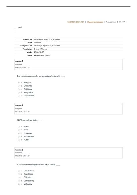 Cas1501 Assignment 2 Quiz Semester 1 Answers 2024 Cas1501 Cas1501 Stuvia Sa