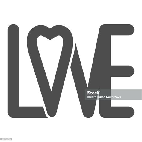 단단한 아이콘 발렌타인 데이 컨셉 흰색 배경에 하트 사인이있는 서예 모바일 컨셉의 글리프 스타일의 카드 및 타이포그래피 아이콘을