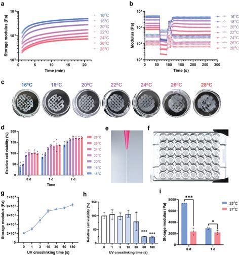 Properties Of The Bioinks At Different Conditions A Storage Modulus Download Scientific
