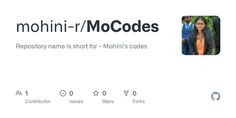 Github Mohini R Mocodes Repository Name Is Short For Mohinis Codes