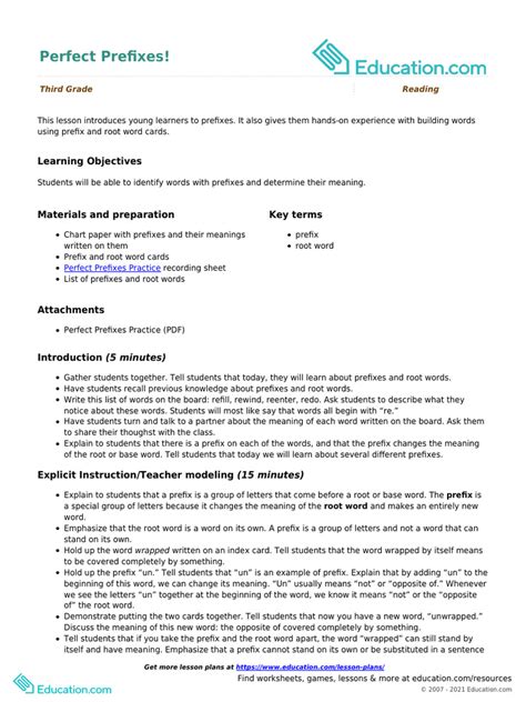 Usr Local Src Education Com Files Static Lesson Plans Perfect Prefixes Perfect Prefixes Pdf