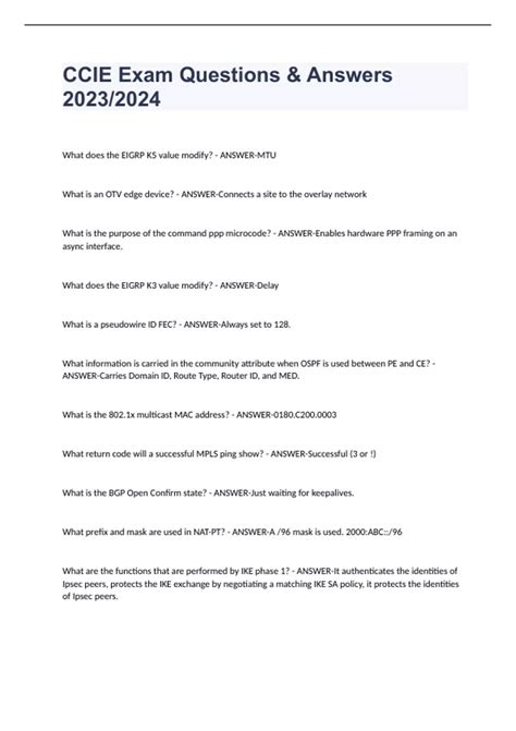 Ccie Exam Questions And Answers 2023 2024 Ccie Stuvia Us