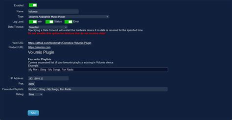 Github Frepkovskydomoticz Volumio Plugin