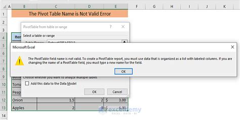 Fix The Pivot Table Name Is Not Valid 7 Causes With Solutions