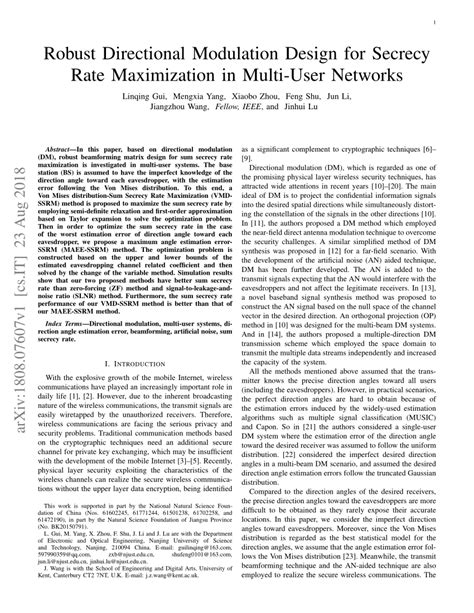 pdf robust directional modulation design for secrecy rate maximization in multi user networks