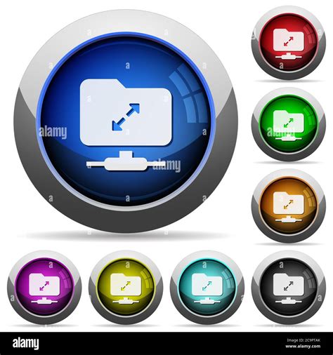 Ftp Uncompress Icons In Round Glossy Buttons With Steel Frames Stock Vector Image And Art Alamy