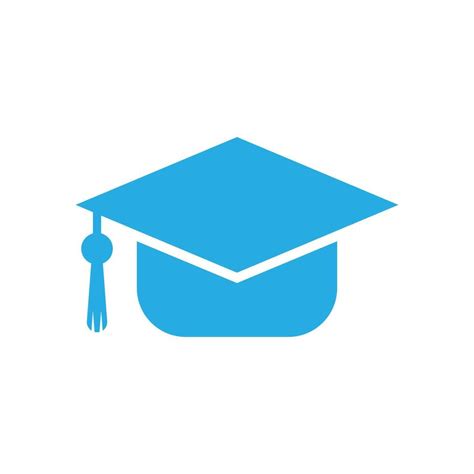 Eps10 Blue Vector Graduation Hat Solid Icon Isolated On White