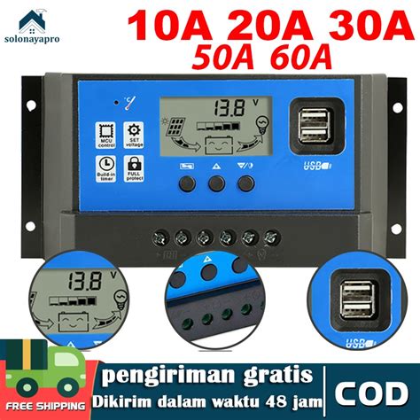 Jual Solar Charge Controller 12V 24V 60A 50A 30A 20A 10A Solar Charge Controller LCD LED Display