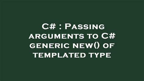 C Passing Arguments To C Generic New Of Templated Type Youtube