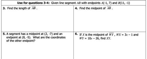 SOLVED Text Use For Questions Given Line Segment AB With Endpoints A And B