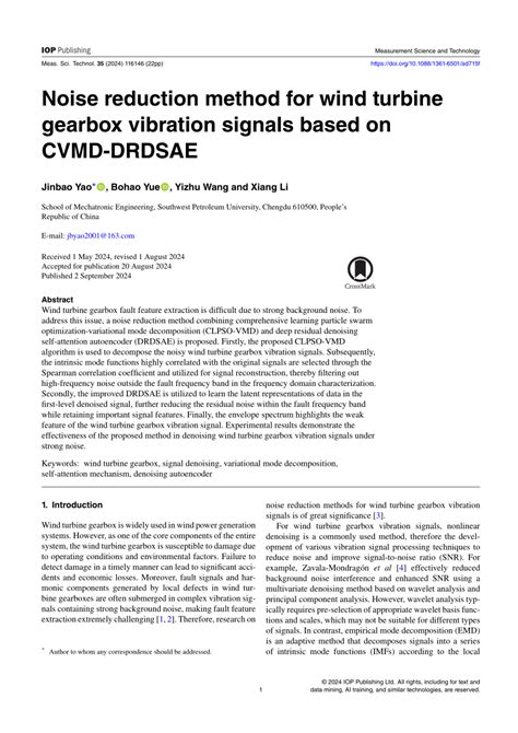 Noise Reduction Method For Wind Turbine Gearbox Vibration Signals Based