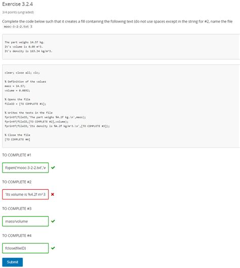 Solved Exercise 3 2 4 3 4 Points Ungraded Complete The Chegg