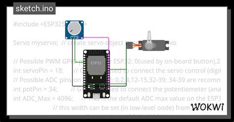 Servo Motor Control With Pot Wokwi Esp32 Stm32 Arduino Simulator