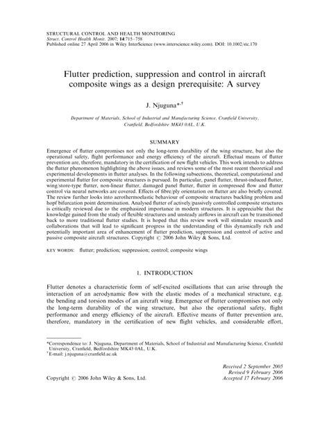 Pdf Flutter Prediction Suppression And Control In Aircraft Composite