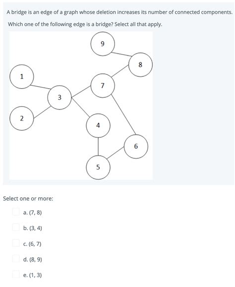 Solved A Bridge Is An Edge Of A Graph Whose Deletion Chegg Com