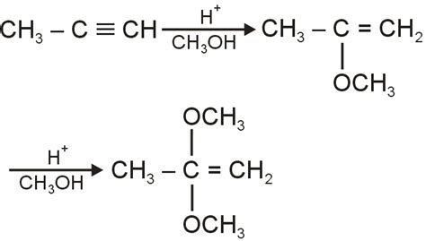 A Reaction Of Propyne With Hg2 Is Run In Methanol Ch3oh In The Absence Of Water But In The