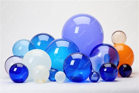 Premium Ai Image Cool Elegance Cluster Of Blue Glass Balls A Display Of Varied Sizes And Shades