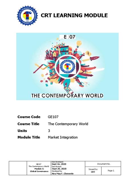 Learning Module 5 Global Governance Pdf United Nations International Relations