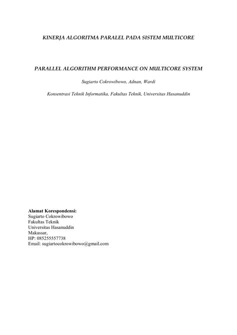 Pdf Parallel Algorithm Performance On Multicore System