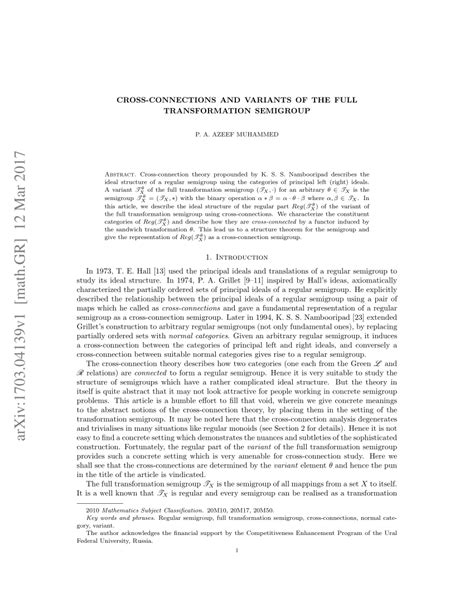Pdf Cross Connections And Variants Of The Full Transformation Semigroup