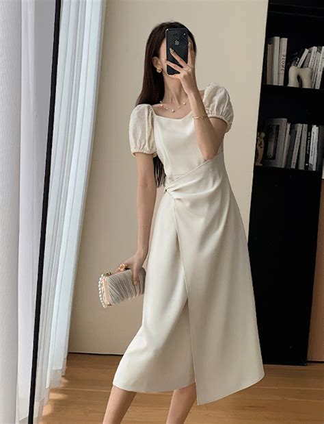 레드베리 셀프웨딩브라이덜샤워하객룩 아이보리 오프숄더 쉬폰 롱드레스 퍼프 블라우스 보트넥 하트넥 브이넥 랩스커트 봄 랩치마 여름 봄원피스 우아한 여신 핀턱 하객 셔링