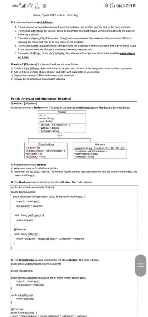 Solved Part I Aggregation Inheritance Polymorphism