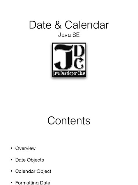 Date And Calendar Java Se Pdf Java Programming Language