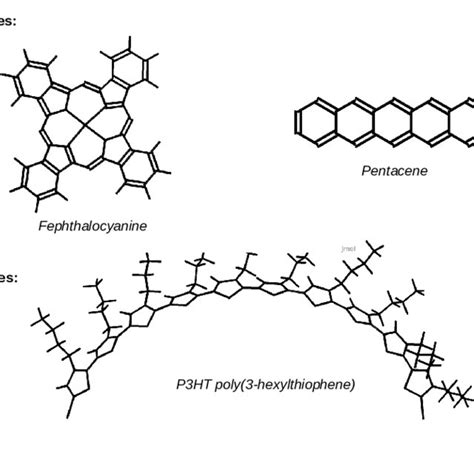Examples Of Organic Semi Conductors Small And Large Molecules Download Scientific Diagram