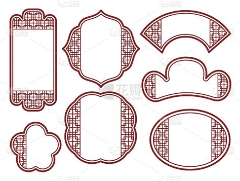 矢量图像的一个简单的框架图标在日本。东方婚礼请柬和相框背景。中式抽象模板。素材 花瓣网