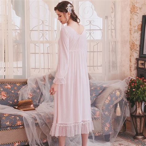 Romantic Nightgown Woman Autumn Lace Long Dress Sl Vicedeal