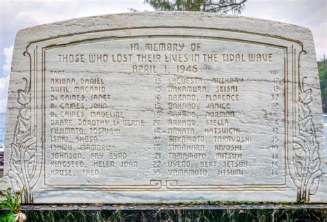 A Memorial To Lives Lost During A Tsunami Which Hit The Hawaiian
