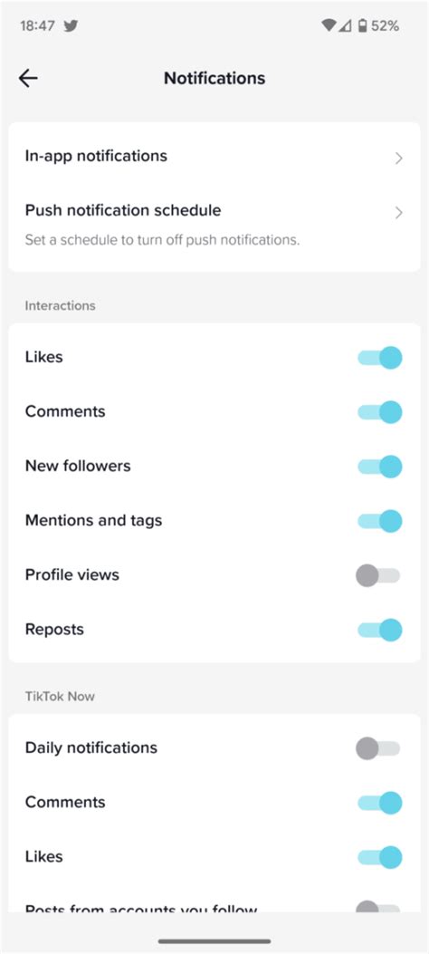 how to disable tiktok notifications