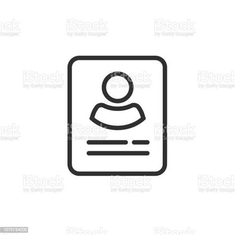 개인 정보 데이터 아이콘 벡터 격리 라인 개요 사용자 프로필 카드 세부 기호 내 계정 Pictogram 아이디어 신원 문서 사람이 사진과 텍스트 그림 개성 개념에 대한 스톡