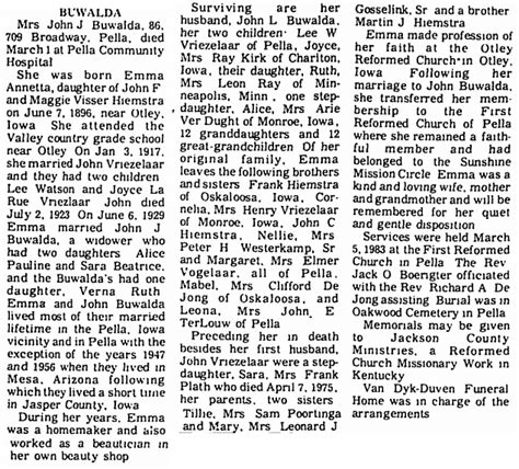 Emma Annetta Hiemstra Vriezelaar Buwalda 1896 1983 Memorial Find A Grave