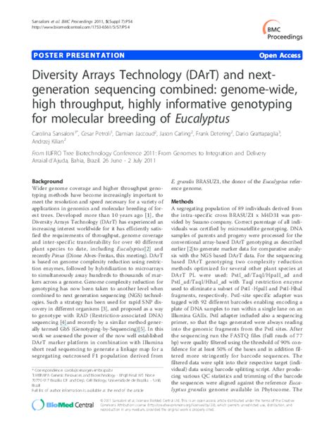 Pdf Diversity Arrays Technology Dart And Next Generation Sequencing