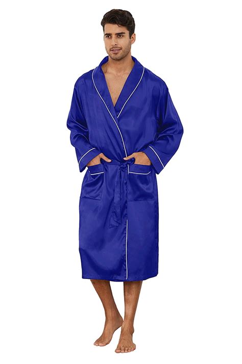 Vulcanodon Mens Satin Robe Lightweight Mens Luxurious Silk Kimono