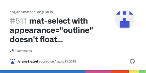 mat select with appearance outline doesn t float placeholder · issue