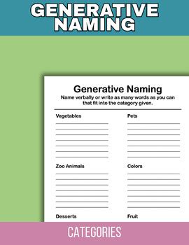 Generative Naming Categories By SNFSLP TPT