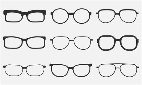안경 아이콘 세트 흰색 배경 벡터 일러스트 레이 션에 고립 프리미엄 벡터