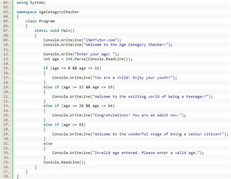 Age Category Checker In C INetTutor Com