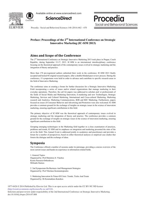 Pdf Preface Proceedings Of The 2nd International Conference On Strategic Innovative Marketing