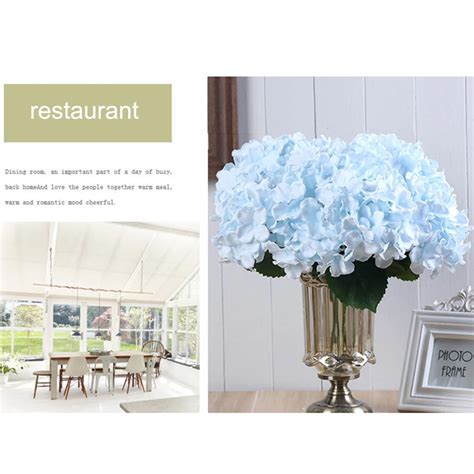 5 головок Искусственные Шелковые цветки гортензии со стеблями для свадьбы декоративные