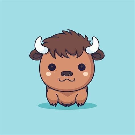 Premium Vector Cute Kawaii Buffalo Chibi Mascot Vector Cartoon Style