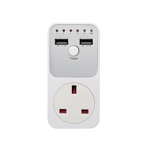 Countdown Timer Plug Socket With Usb Charger Adapter Anssin Electric