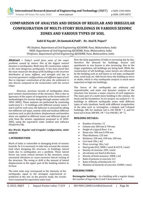 Comparison Of Analysis And Design Of Regular And Irregular Configuration Of Multi Story